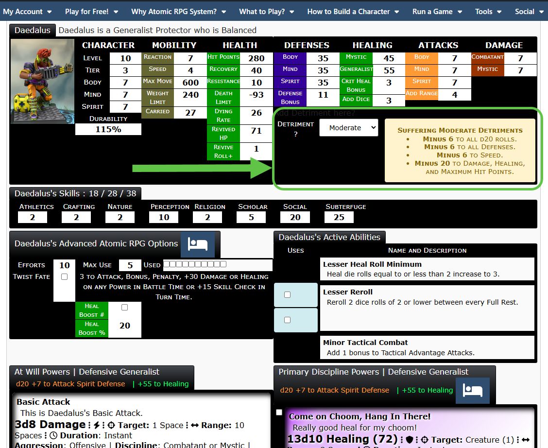 Atomic RPG Update 3-11-2025 – Adding Detriments! – Atomic RPG System