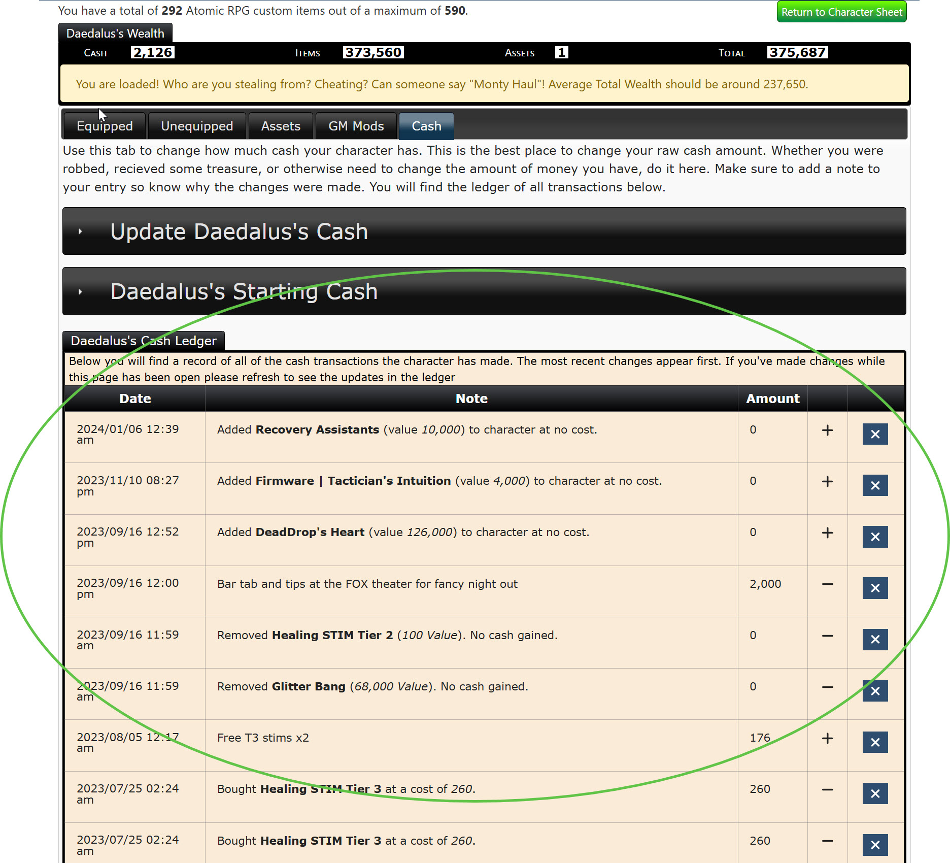 Atomic RPG Update 5-13-2025 – Item Ledger Fixes – Atomic RPG System